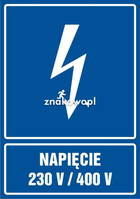 Napięcie 230 V/400 V - znak elektryczny TDC w Znakowo.pl