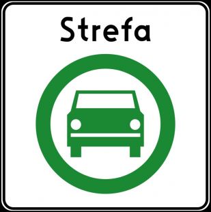 Znak D-54 Strefa czystego transportu - drogowa tablica informacyjna w ...